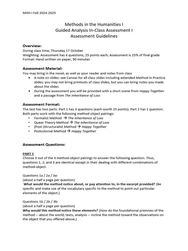 MitH I 2024 Guided Analysis I Instructions | PDF | Learning | Human Communication