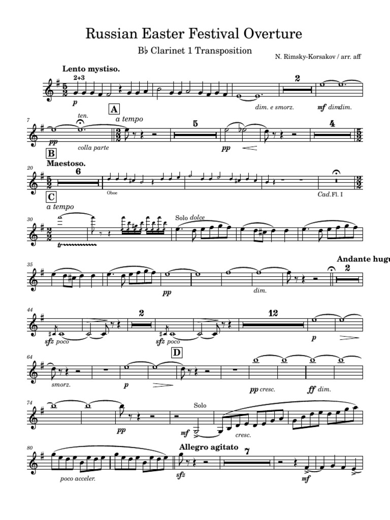 IMSLP869081-PMLP26401-Russian Easter CL 1 (Etc) | PDF | Tempo | Musical ...