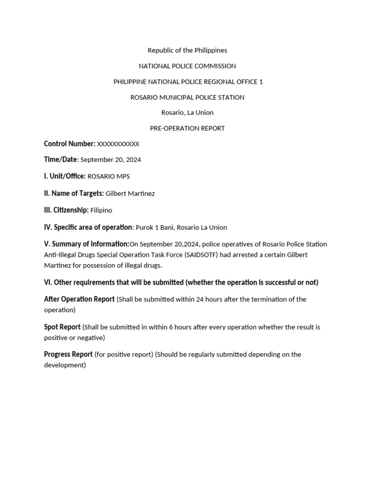 Pre Operation Report-WPS Office | PDF