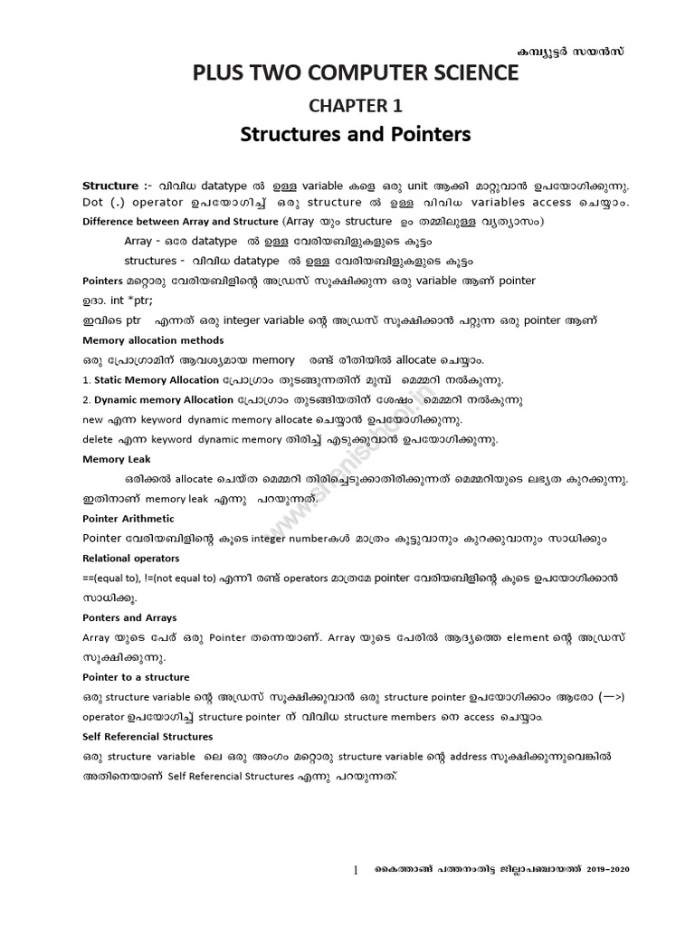 sheniblog-plus-two-kaithang-comp-science | PDF | Pointer (Computer Programming) | Object ...