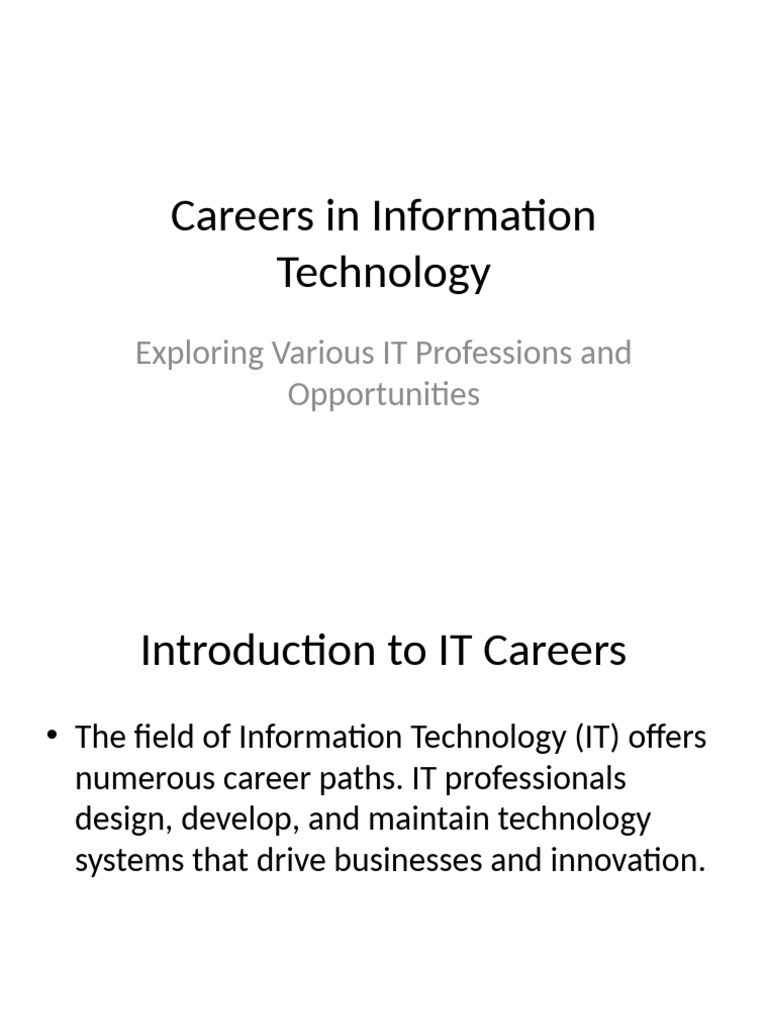 IT Career Opportunities and Trends | PDF