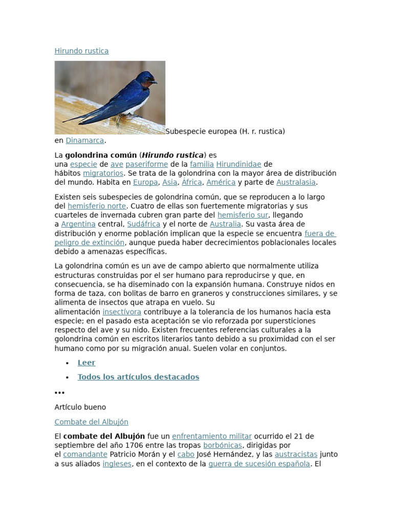 Hirundo rustica | PDF | Aves | Ornitología