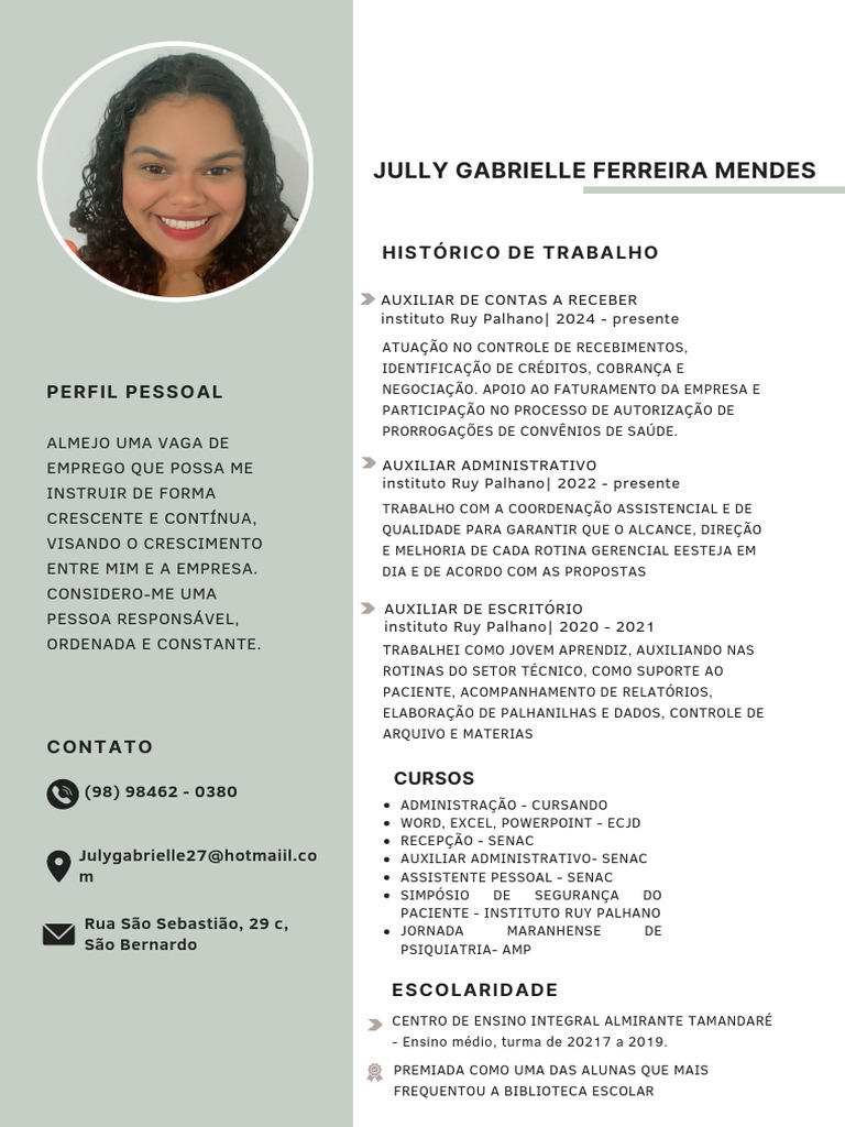 Currículo - Jully G F Mendes. | PDF