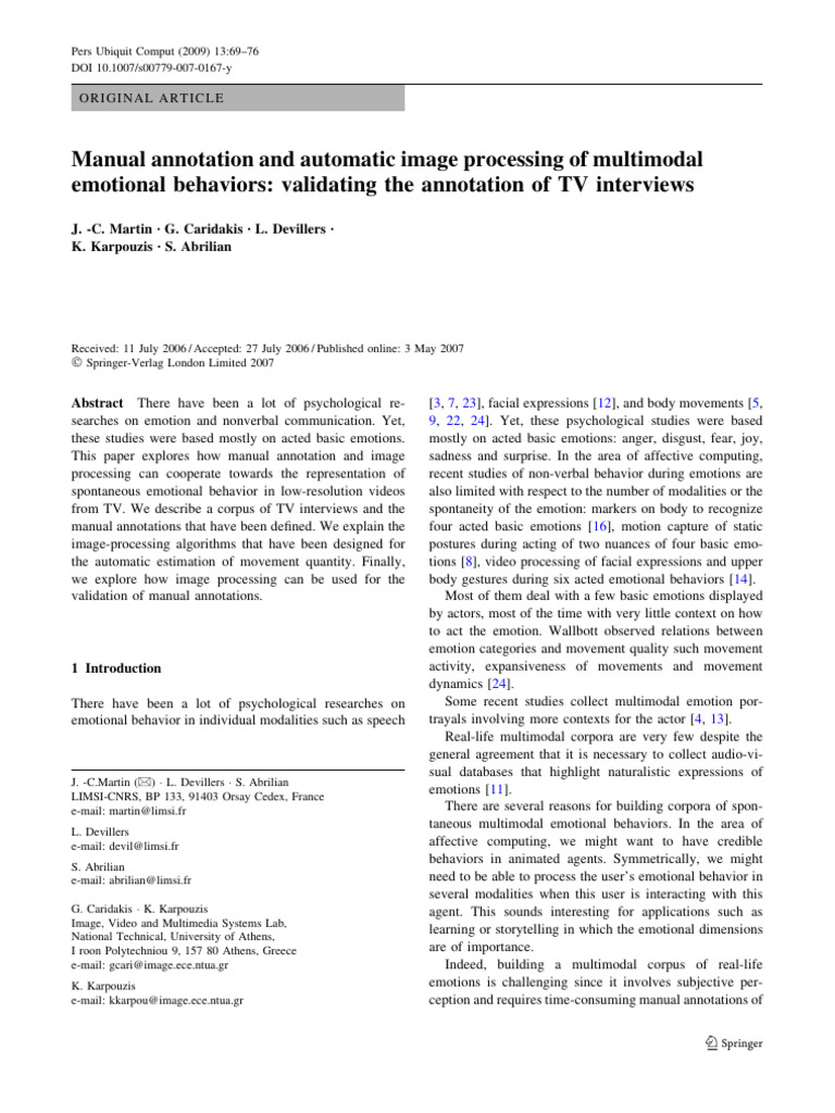 Manual Annotation and Automatic Image PR | PDF | Emotions | Nonverbal Communication