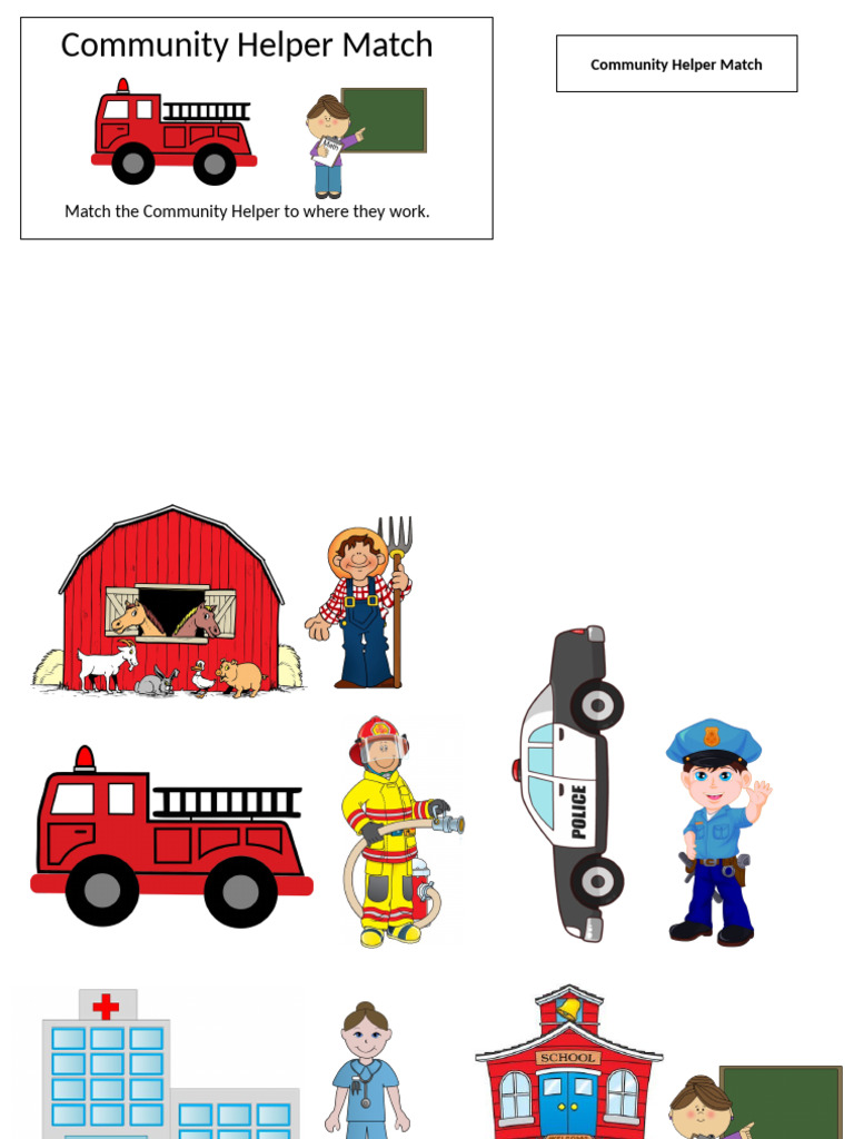 Community Helper Picture Match | PDF
