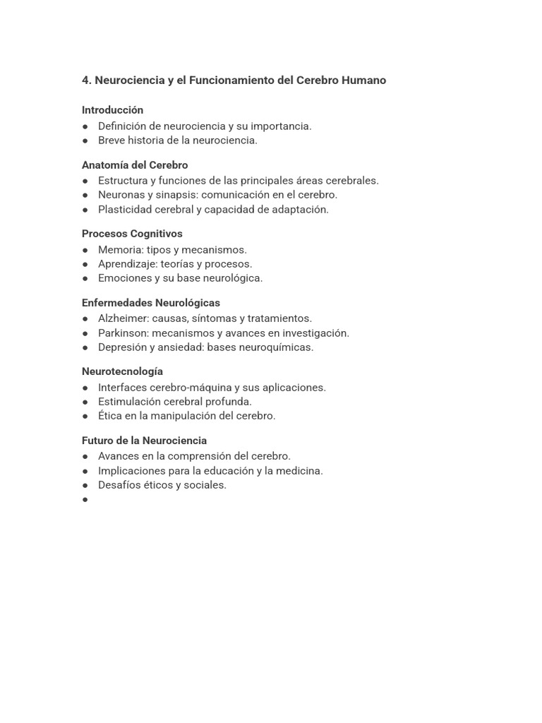 Neurociencia y El Funcionamiento Del Cerebro Humano | PDF
