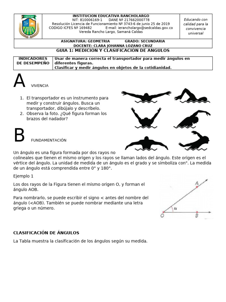 Ejercicios de Ángulos para Cuarto Grado | PDF