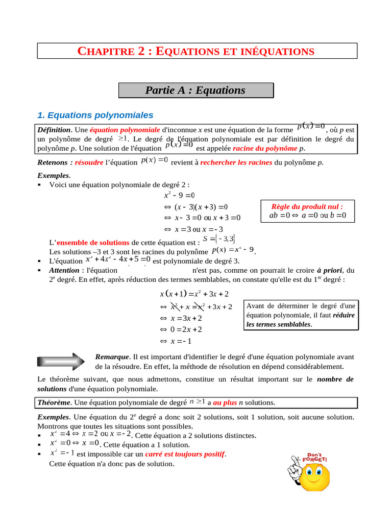 Équations polynomiales et leurs solutions | PDF | Équations | Zéro d ...