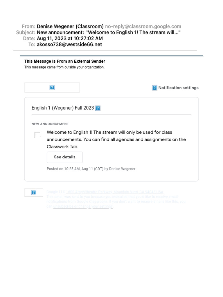 English 1 Announcement - Fall 2023 | PDF