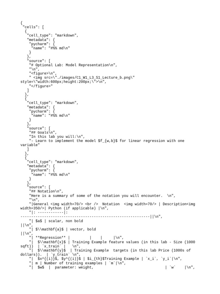 C1 W1 Lab03 Model Representation Soln - Ipynb | PDF | Computer Programming | Applied Mathematics
