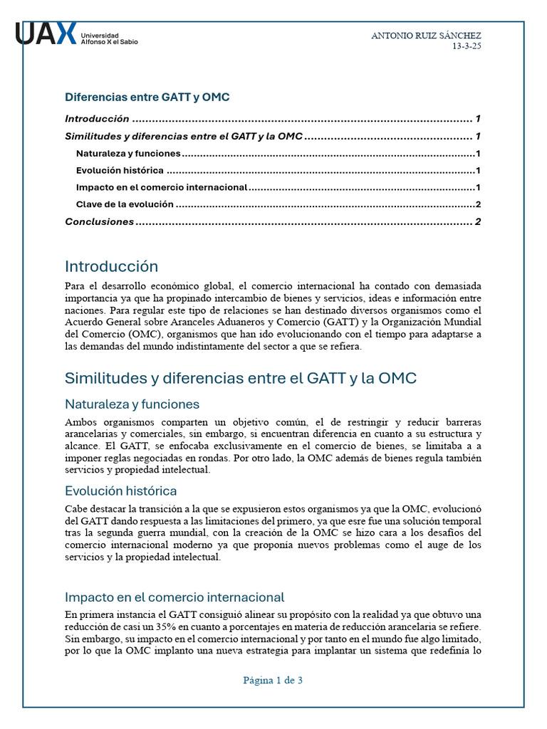 GATT vs OMC: Claves del Comercio Global | PDF | Organización de ...