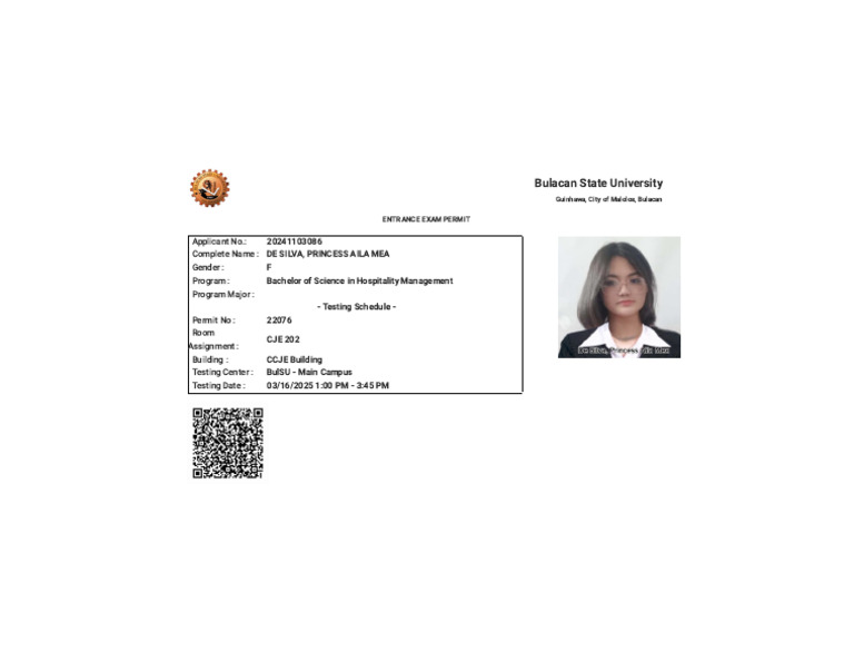Bulacan State University Exam Permit | PDF