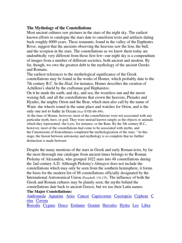 Constellation Myths | PDF | Medusa | Greek Mythology