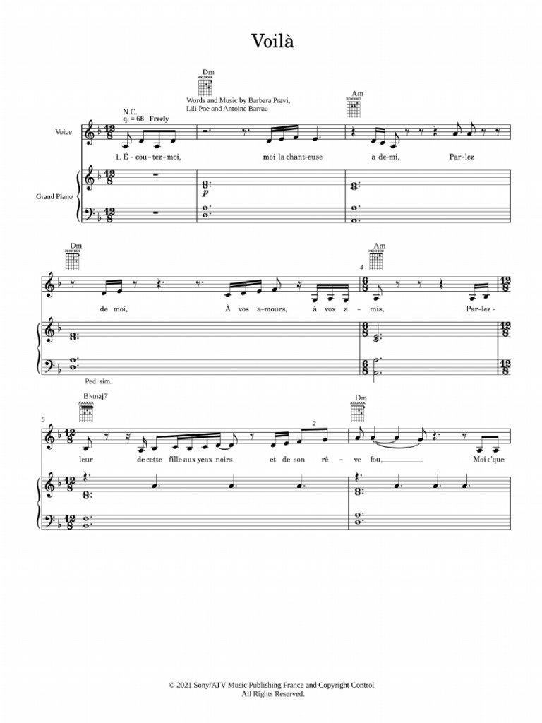 Voila - Barbara Pravi - SheetMusic | PDF