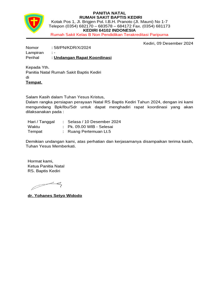 Surat Undangan Rapat Koordinasi | PDF