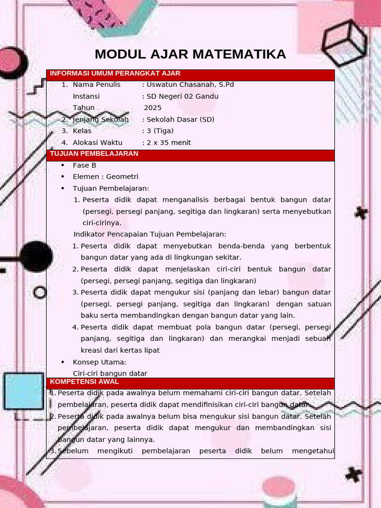 Modul MTK Kls 3 SMT 2 | PDF