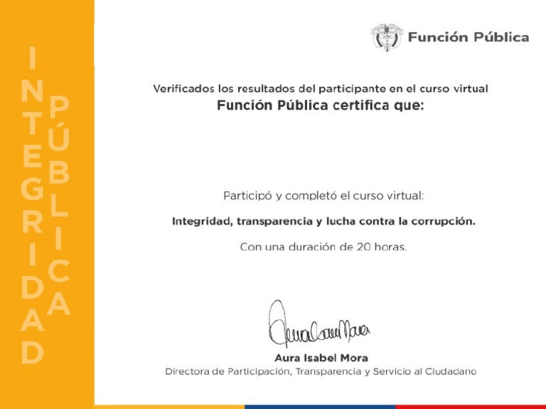 Certificado de Integridad y Transparencia | PDF