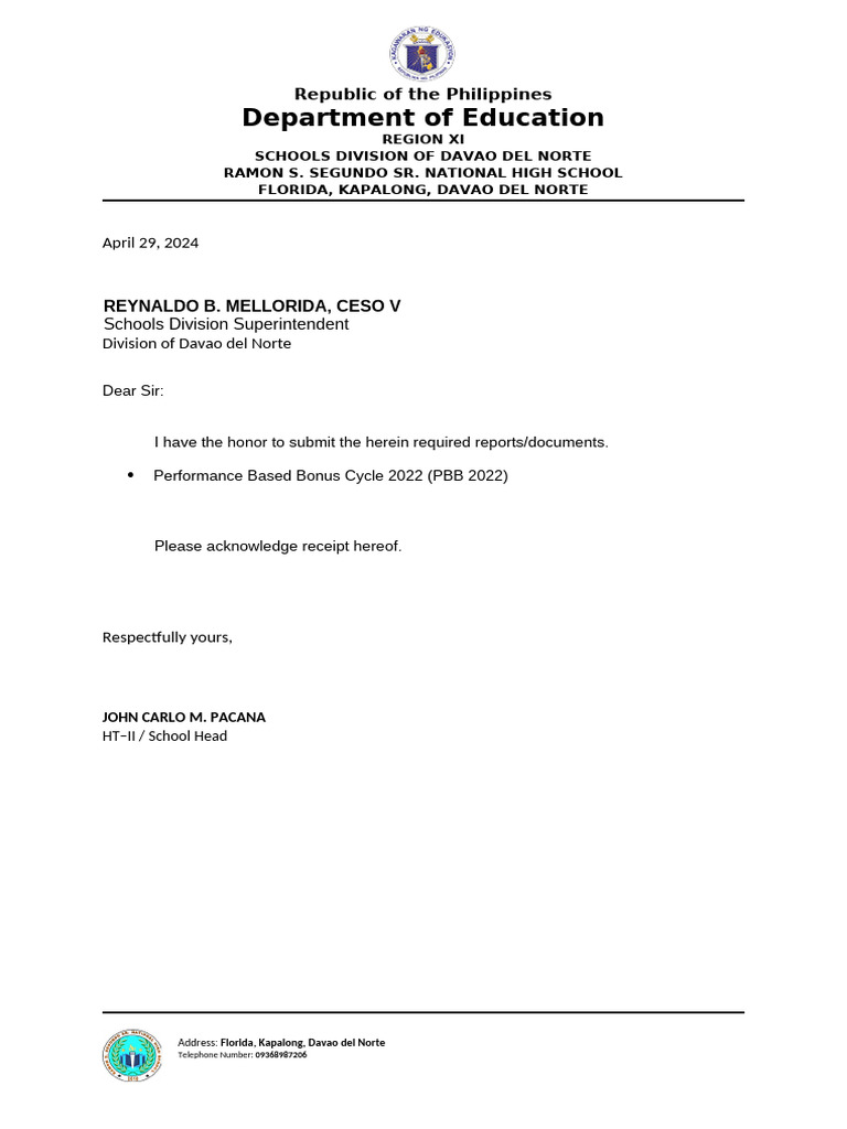 PBB 2022 Submission from Ramon S. Segundo High School | PDF
