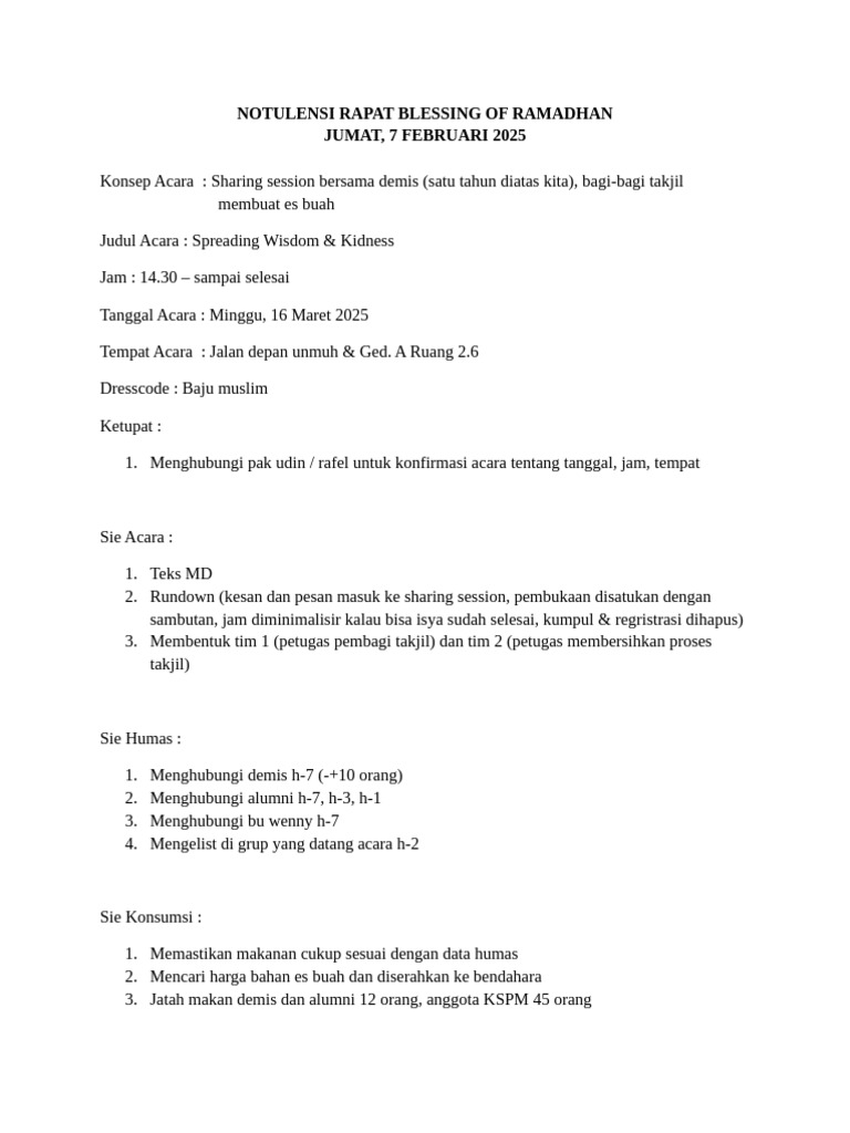 Notulensi 7 Feb 2025 | PDF