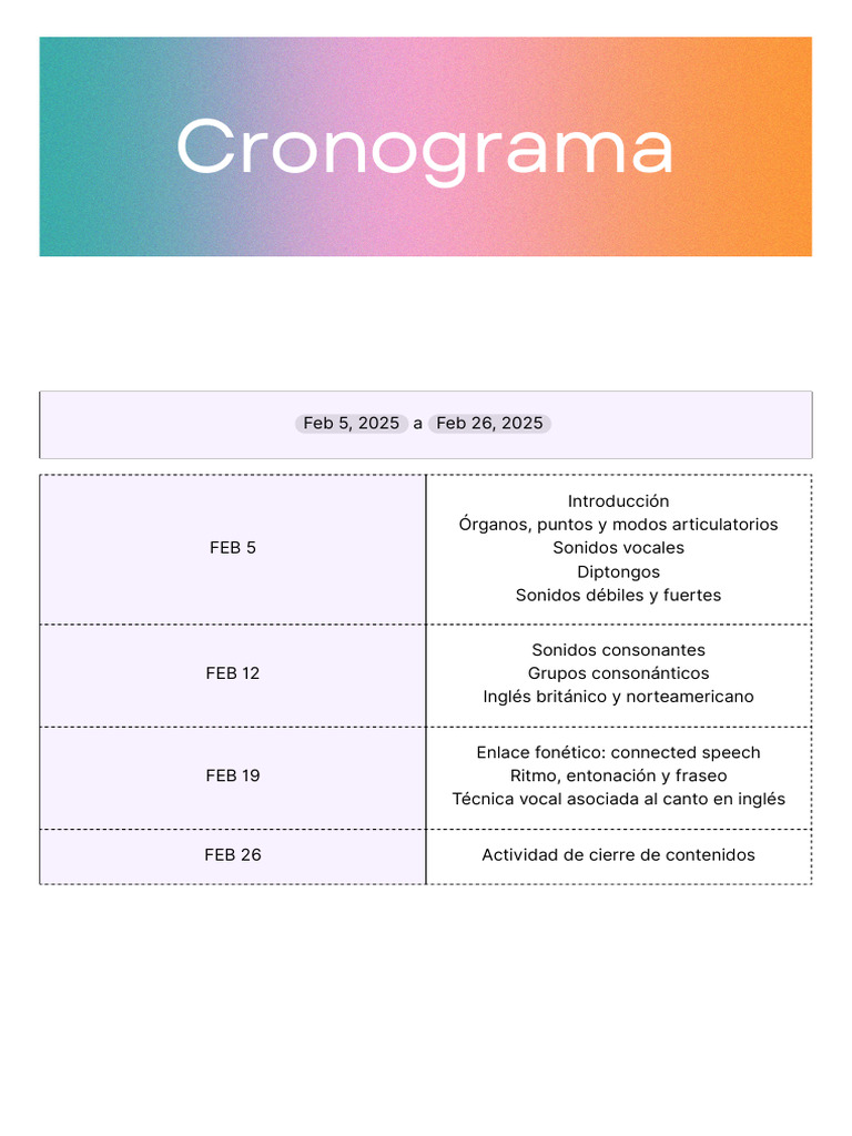 Taller Inglés Canto - Clase 1 | PDF | Vocal | Fonética