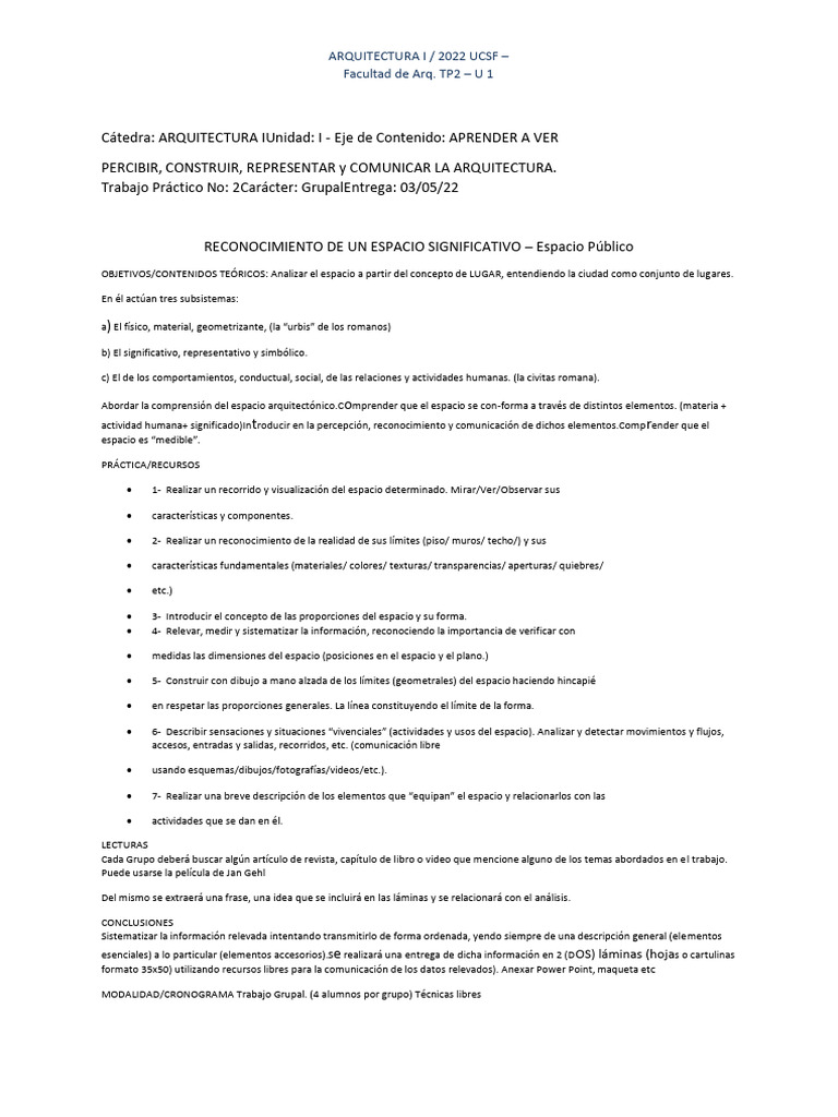 Consigna tp2 | PDF | Espacio | Percepción