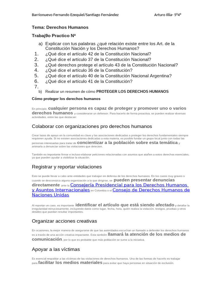 Proteccion e Los Derechos Humanos Illia | PDF | Derechos humanos ...