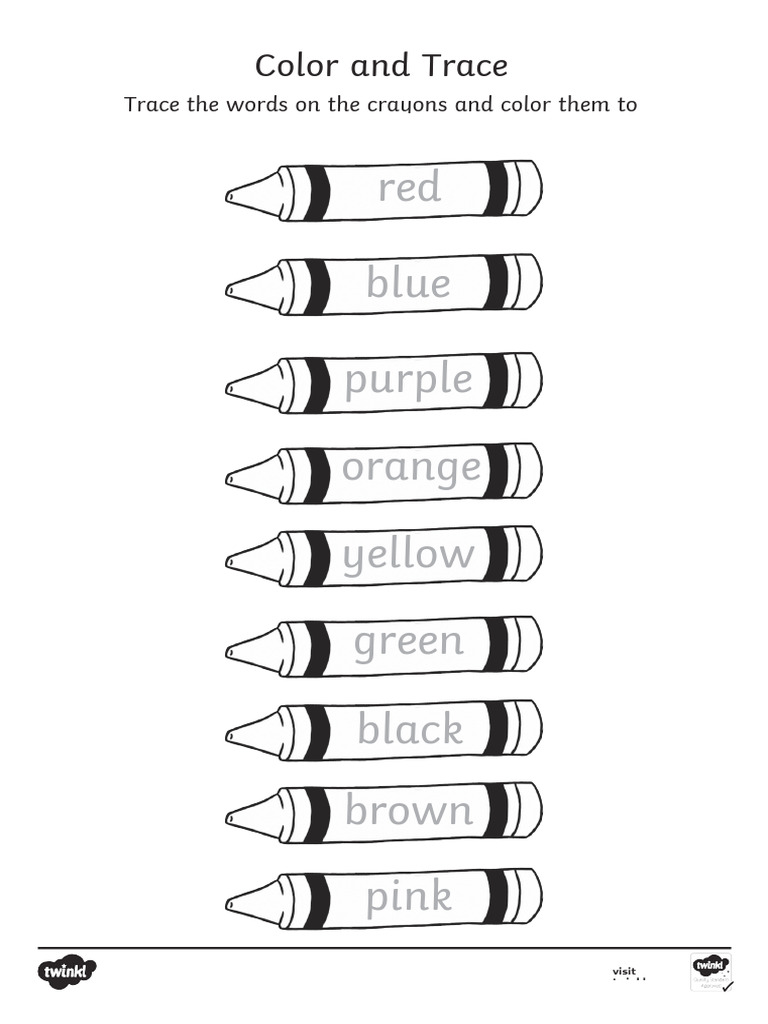 Trace and Color Color Words | PDF