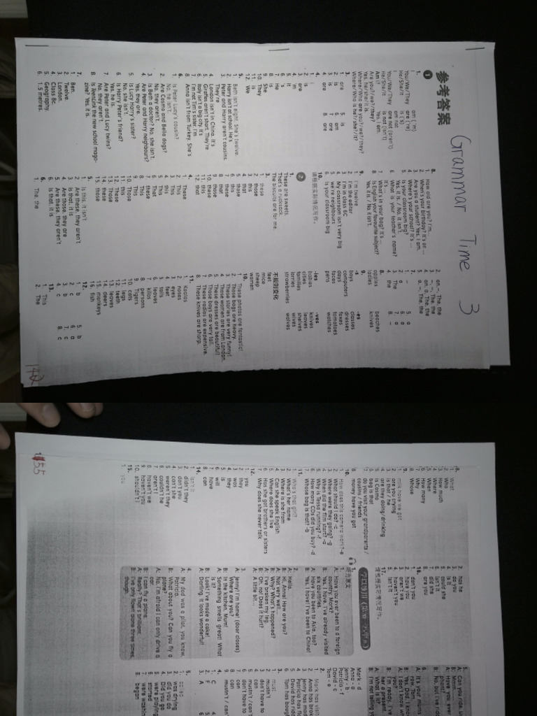 Grammar Time Answer Key 3 | PDF