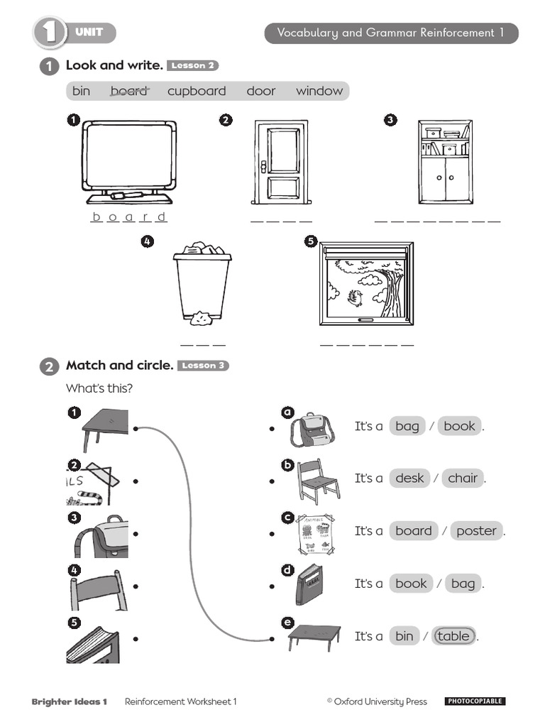 Bi 1 Vocab Grammar Reinforcement Worksheets | PDF