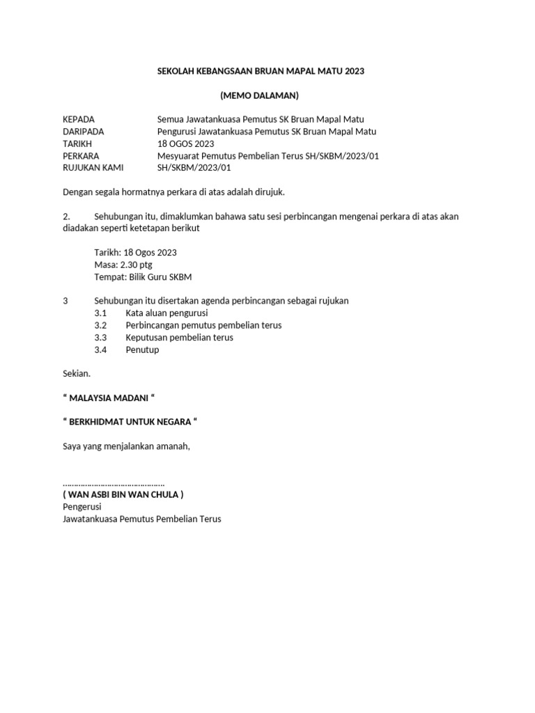 Sekolah Kebangsaan Bruan Mapal Matu 2023 | PDF