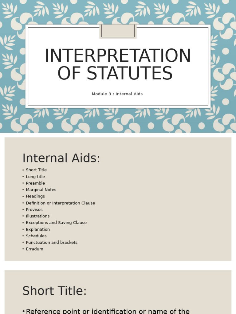 Internal Aids in Statutory Interpretation | PDF | Constitutional Law ...