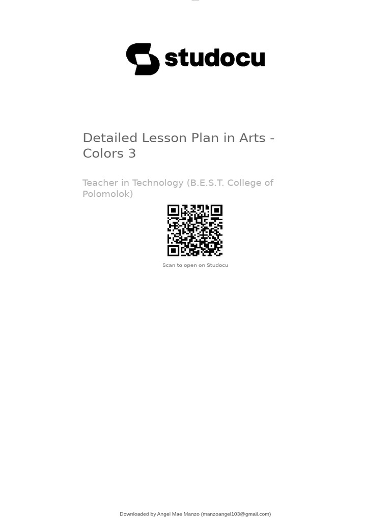 Detailed Lesson Plan in Arts Colors 3 | PDF | Color | Lesson Plan
