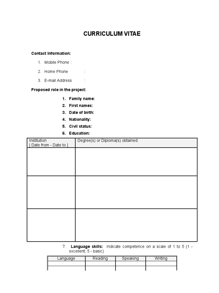Professional Curriculum Vitae Template | PDF
