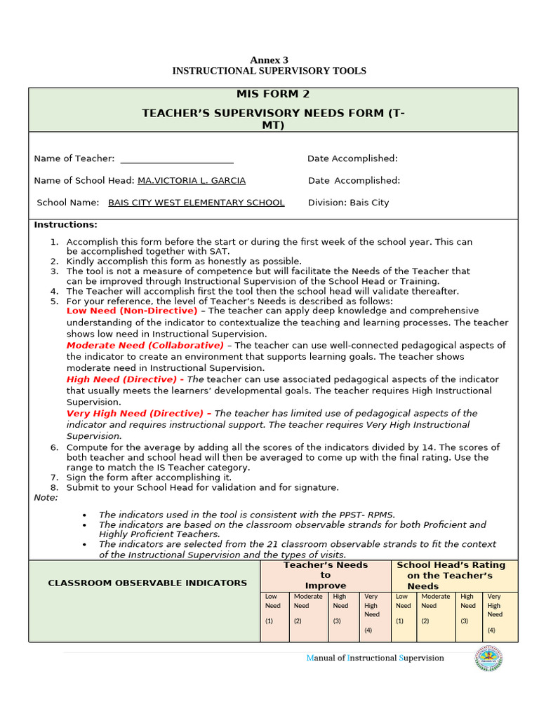 COT 2025 Teacher Rating Sheet | PDF | Teachers | Learning