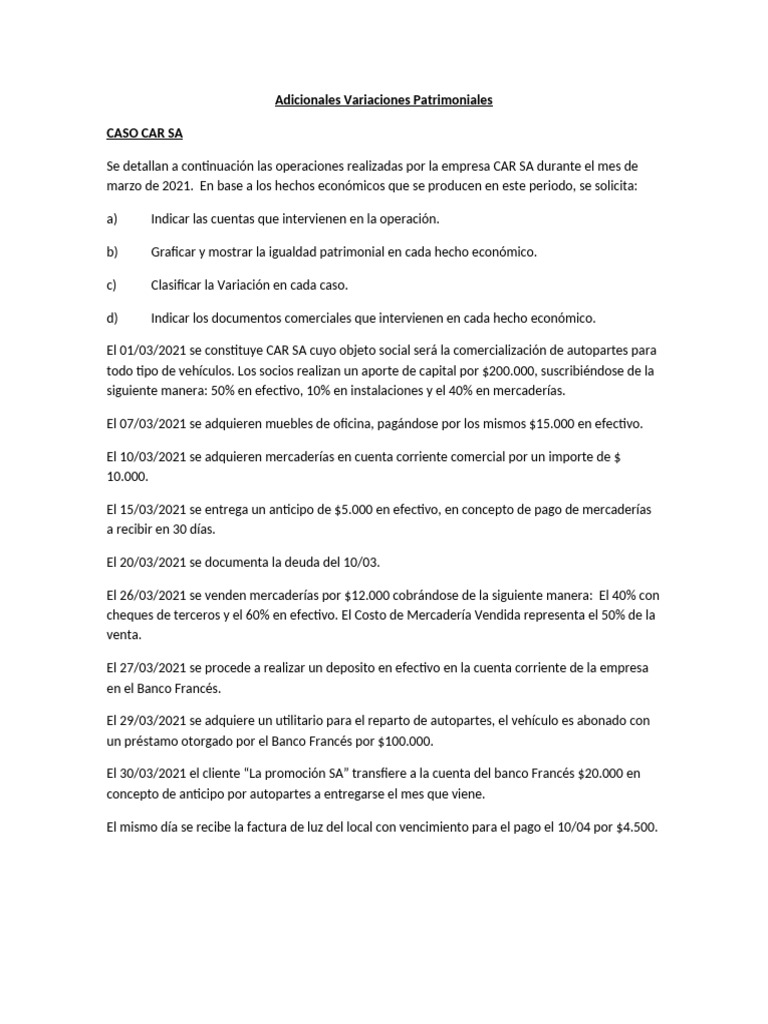 Adicionales Variaciones Patrimoniales | PDF | Bancos | Cheque