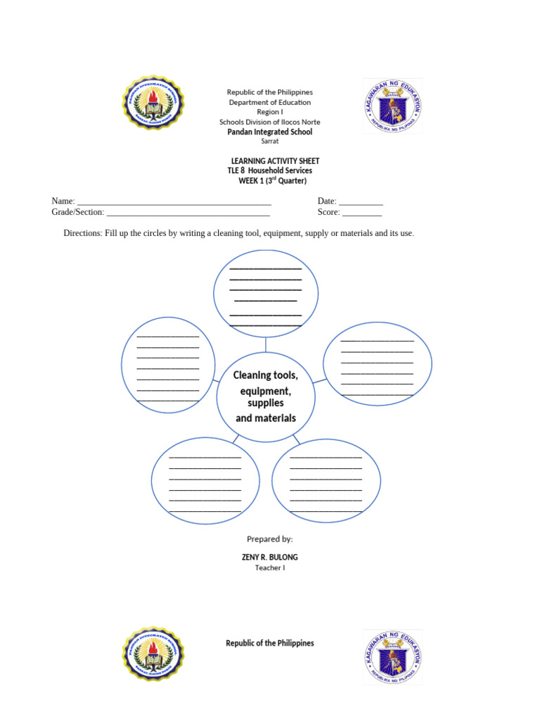 QUARTER 3 TLE 8 ACTIVITY SHEETS Household Services | PDF | Business | Social Psychology