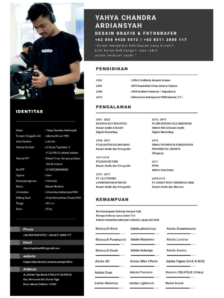 Yahya Chandra Social Media Digital Marketing Specialist Resume | PDF