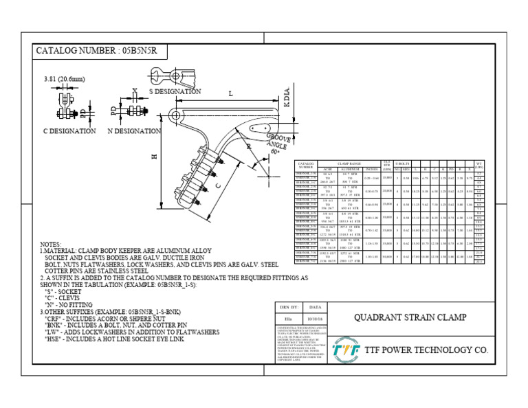 DWG Quadrant Strain Clamp 05B5N5R | PDF | Materials | Metals