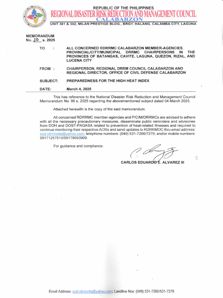 High Heat Index Preparedness in CALABARZON | PDF | Emergency Management