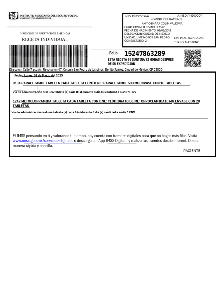 Receta Imss-1 PDF | PDF