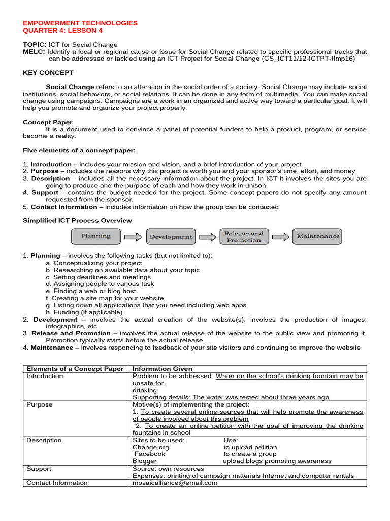2025-Q4-Emtech-Lesson-4-Concept-Paper-ICT For Social Change | PDF ...