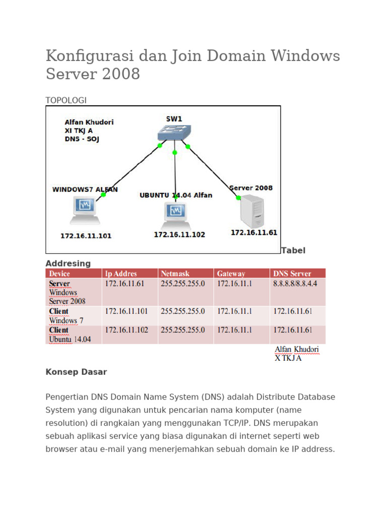 Konfigurasi Dan Join Domain Windows Server | PDF
