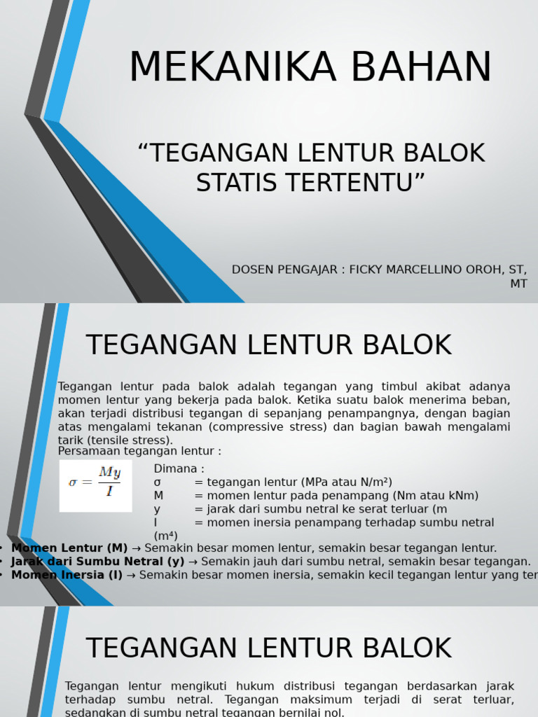 Tegangan Lentur Balok | PDF