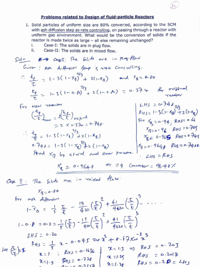 Problems-Design of Fluid-Particle Reactors | PDF