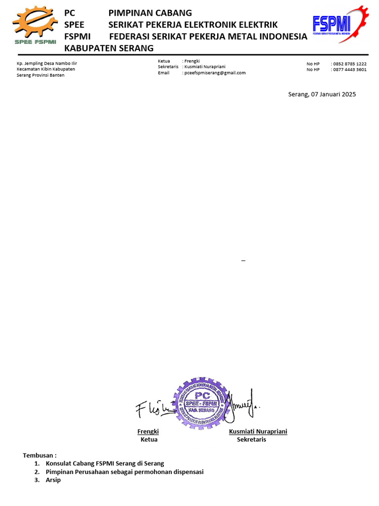 Surat No.001 Surat Ratin PCEE Januari 2025 | PDF