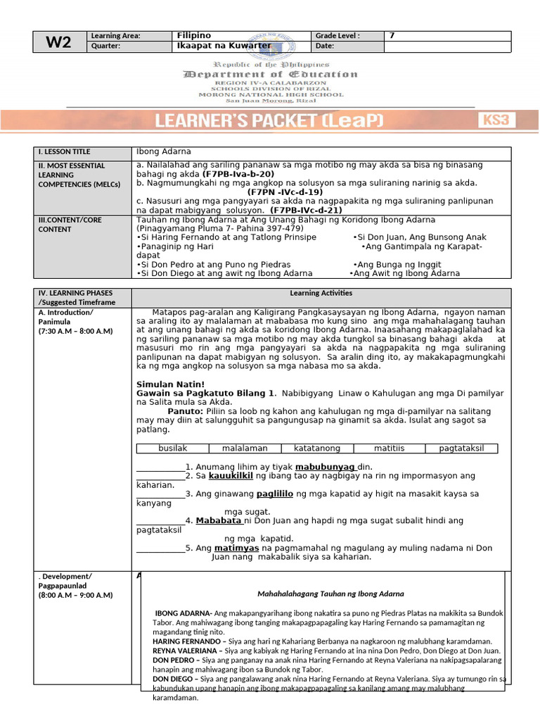 FILIPINO-7-Q4-LEAP-Week-2.2 (Repaired) | PDF