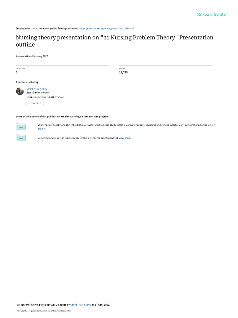 Faye Abdel Lah 21 Nursing Problem Theory | PDF | Nursing | Evaluation