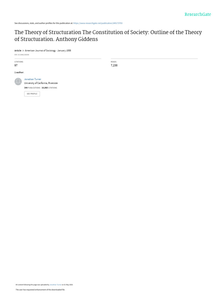 Review-Theory of Structuration-Giddens | PDF