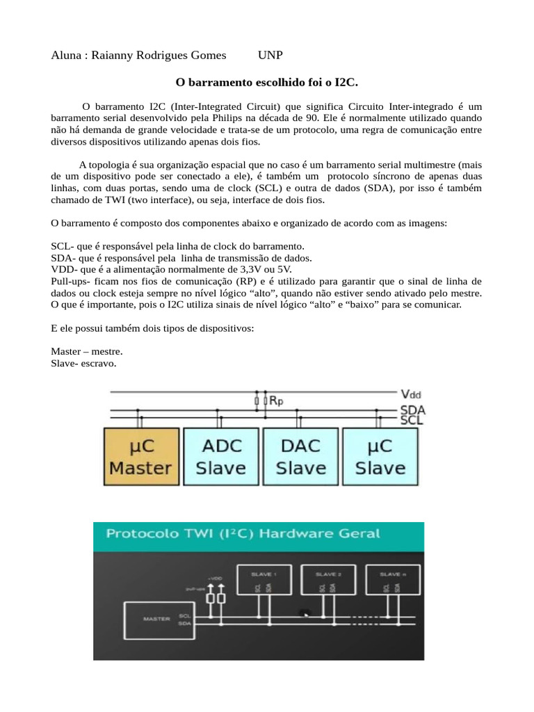 ATIVIDADE Barramento I2C | PDF | Tecnologia digital | Bens manufaturados
