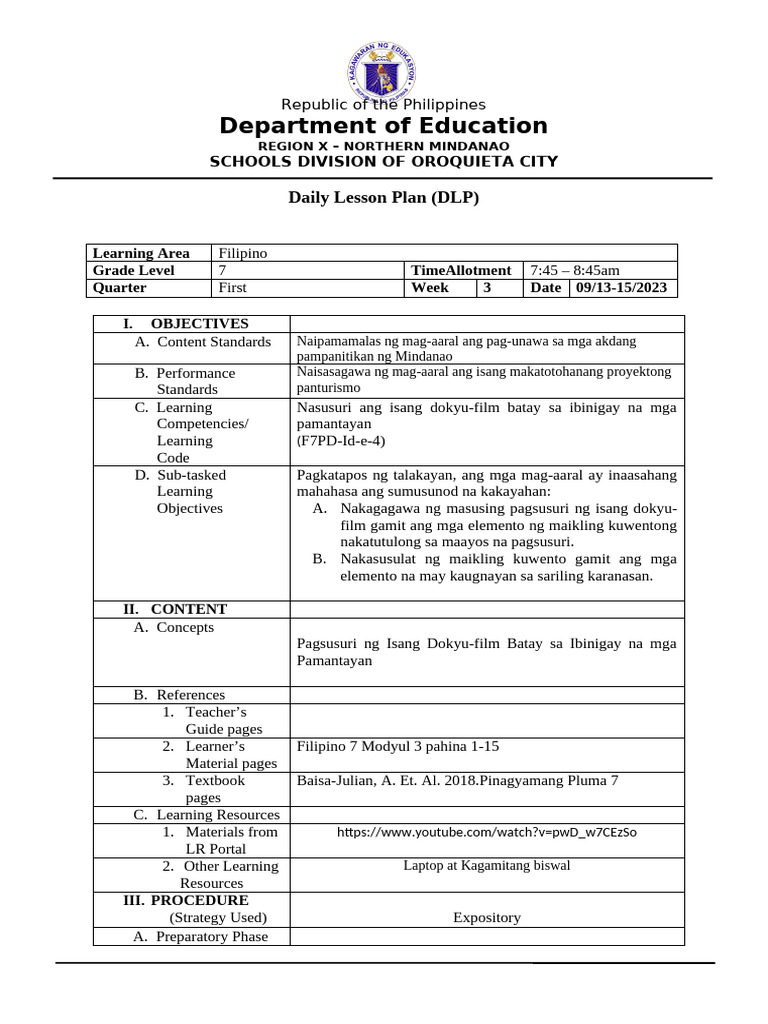 DLP - Q1 Lesson 5 Pagsusuri NG Dokyu Film | PDF